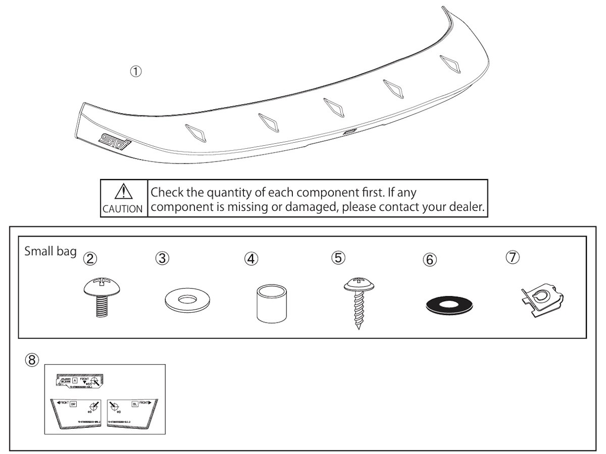 Subaru Roof Spoiler Black Crystal Silica With Red STI Logo - E7210SL310 ...