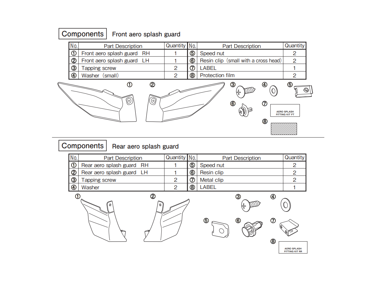 Subaru Front And Rear Aero Splash Guards - J1010VC540 | Subaru Parts Pros