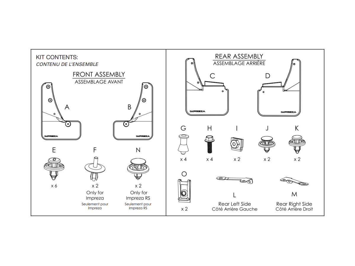 Subaru Mud Flaps For Front And Rear With Impreza Logo - J101SFN500 ...