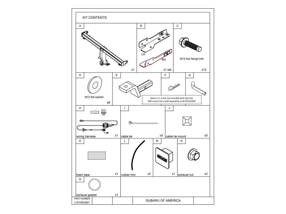 Subaru Trailer Hitch 1-1/4 Inch Receiver / Class I / 1500 Lb. Towing ...