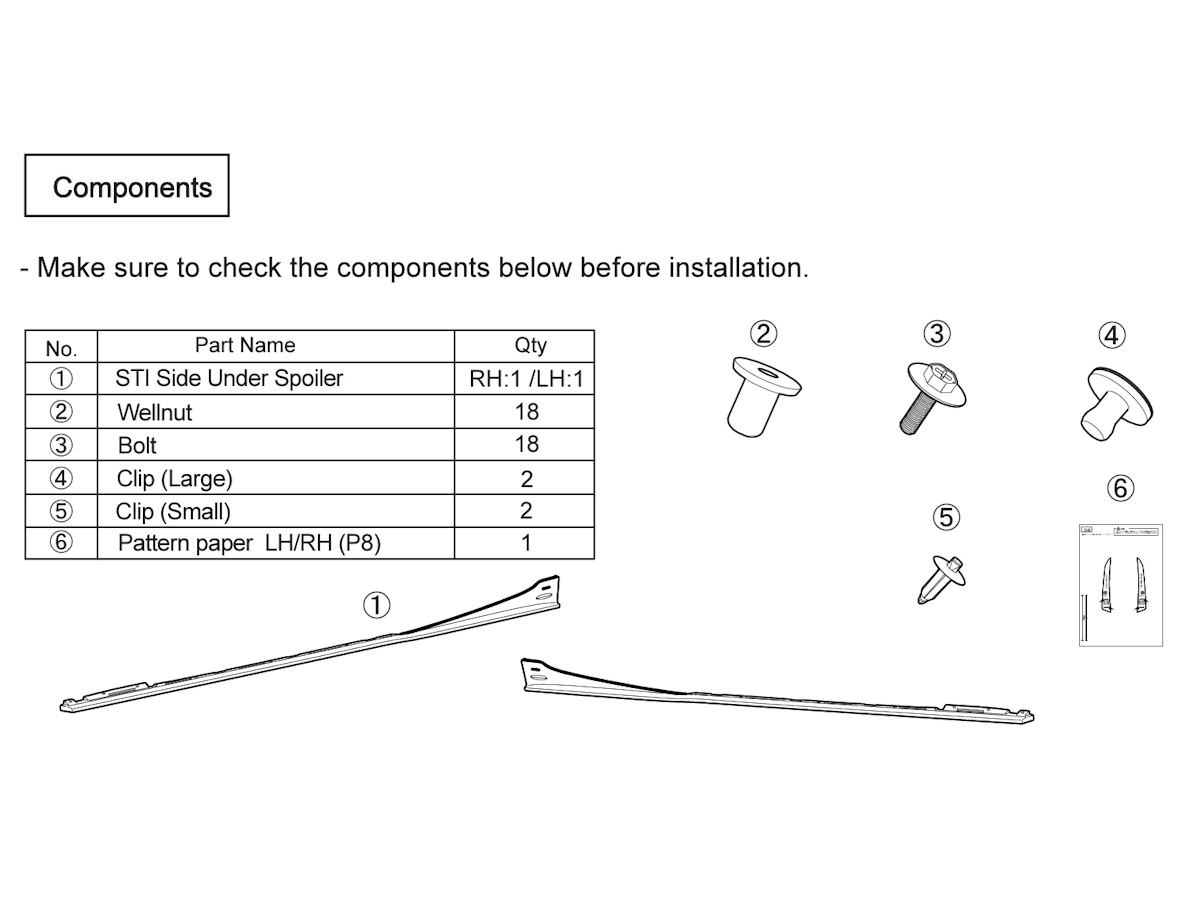 Subaru STI Side Under Spoilers Cherry Red Kit Of Two For RS Left And ...